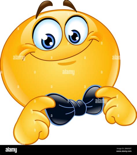 Emoticon Correcting Or Straightening His Bowtie Stock Vector Image
