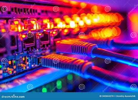 Data Center Technology Ethernet Cables And Network Switches Stock
