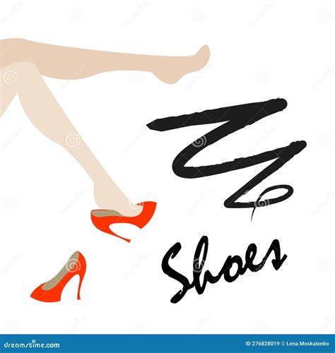 Vector Illustration Of Female Legs In Red Shoes Stock Vector