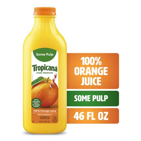 Tropicana Pure Premium 100 Orange Juice Original Some Pulp 46 Fl Oz