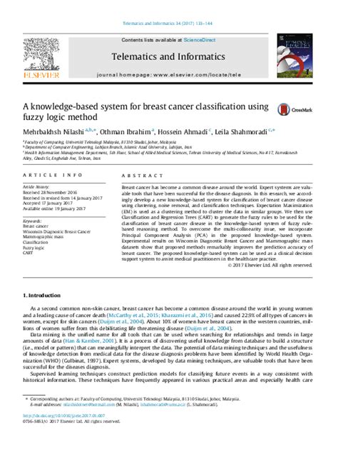 Pdf A Knowledge Based System For Breast Cancer Classification Using
