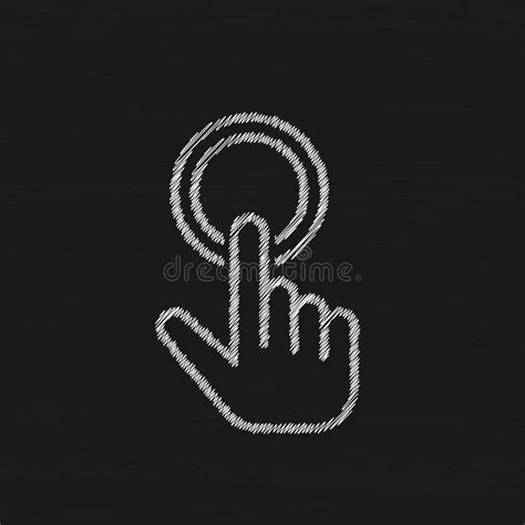 Finger Pressing Round Button Sketch Style Vector Icon Cursor Pointer Symbol Logo Illustration