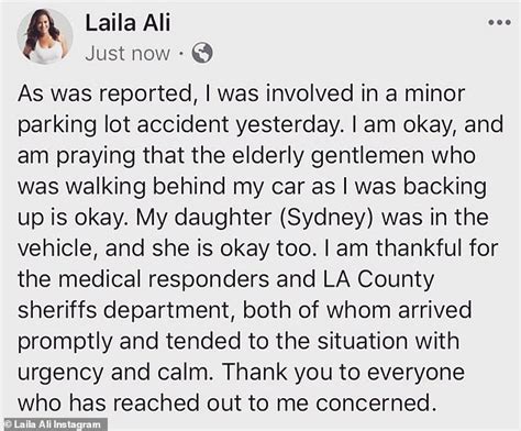 Laila Ali Hits Elderly Male Pedestrian With Her Car In Parking Lot