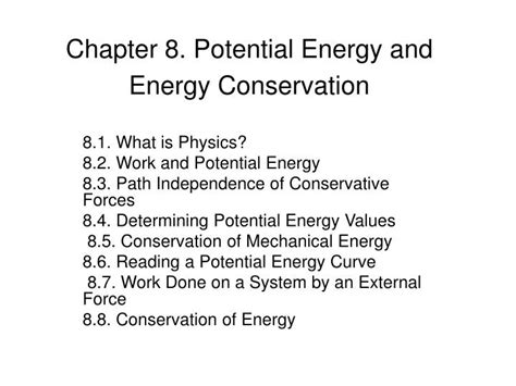 PPT Chapter 8 Potential Energy And Energy Conservation PowerPoint