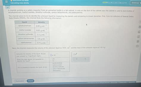 Solved Measurement And Matter Calculating Mass Density Shafeeqa A