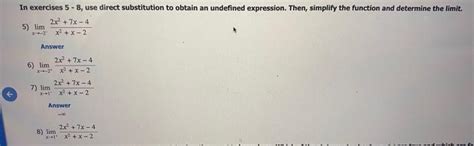 Solved In Exercises 5 8 Use Direct Substitution To