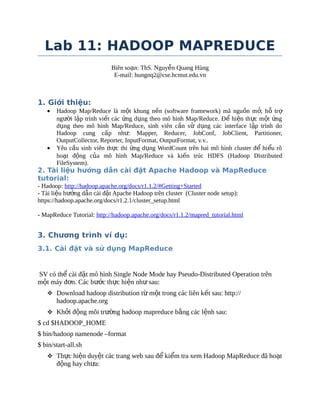 Lab 11 Apache Hadoop Map Reduce PDF