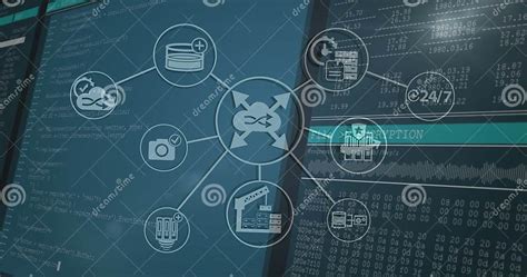 Screen Shows Data Encryption And Network Security Icons Connected By