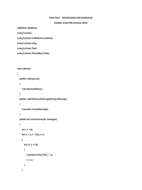 Practica Programación Modular Pdf Programación De Computadoras