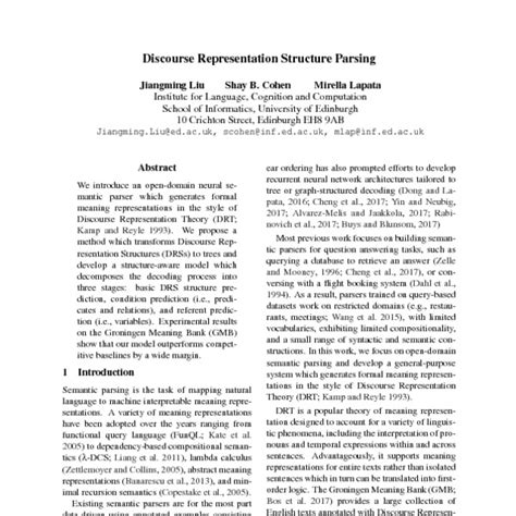 Discourse Representation Structure Parsing Acl Anthology