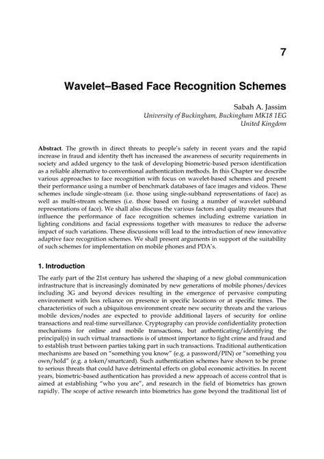 Pdf Wavelet Based Face Recognition Schemes