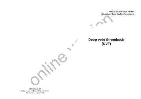Deep Vein Thrombosis Dvt Gloucestershire Hospitals Nhs Trust