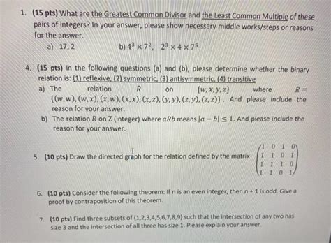 Solved What Are The Greatest Common Divisor And The Least Chegg