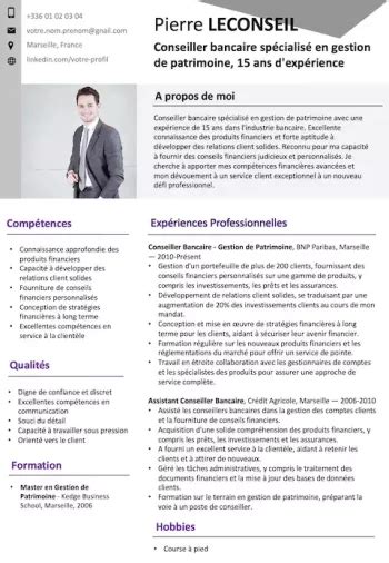 Exemple De CV Conseiller Bancaire GRATUIT