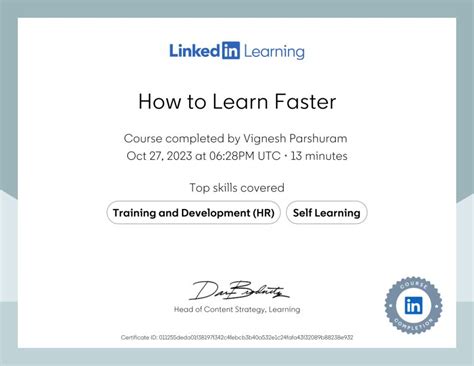 Vignesh Parshuram On Linkedin Certificate Of Completion