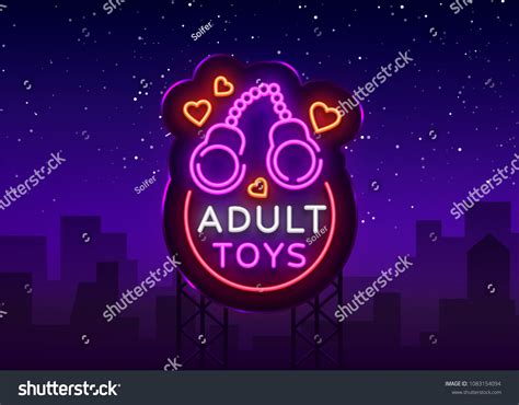 Adult Toys Logo Neon Style Design Stock Vector Royalty Free