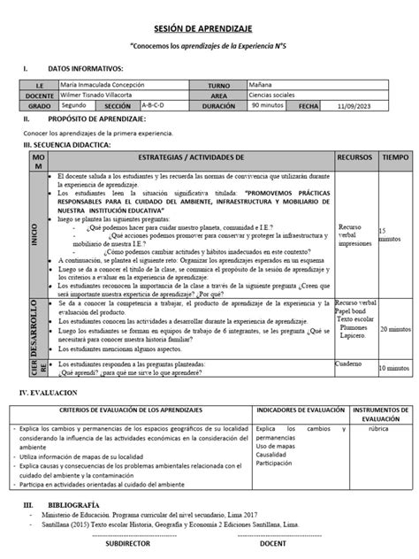 Conocemos Los Aprendizajes De La Experiencia N°5 Pdf Evaluación Aprendizaje