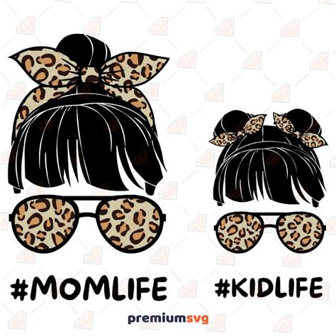 Black Messy Bun Svg Mom Life Bandana Svg Cut Files Premium Svg