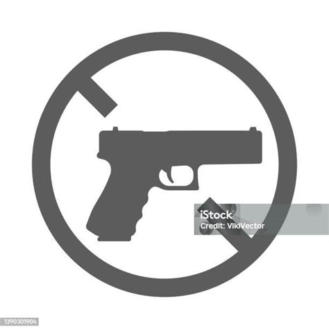 銃のモノクロアイコンベクトルフラットイラストはありません警告サークル犯罪制御シンボルの分離 銃のベクターアート素材や画像を多数ご用意