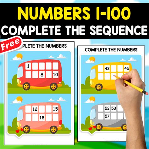 complete the sequence numbers 1 to 100 by teach simple