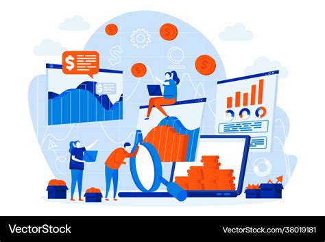 Business Statistic Web Design With People Vector Image