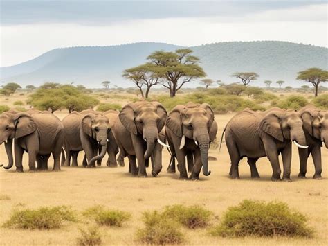 Premium AI Image Photo A Herd Of Elephants Walking Through Generative Ai