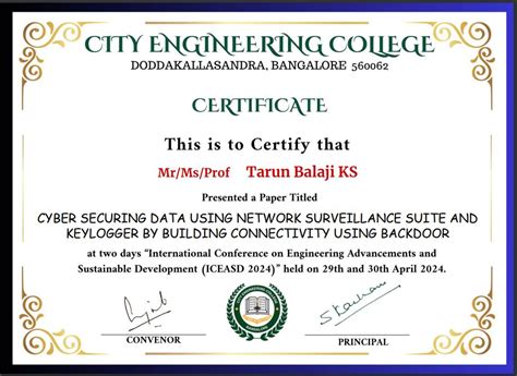 Tarun Balaji K S On Linkedin Engineering Paperpresentation Research