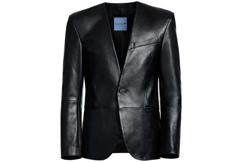 Mugler Handm Defined Waist Leather Blazer Mens Black Mens Ss23 Us