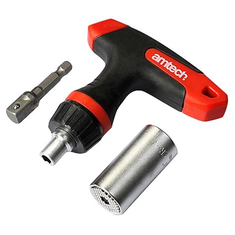 Ratchet T Handle With Universal Pin Drive Socket