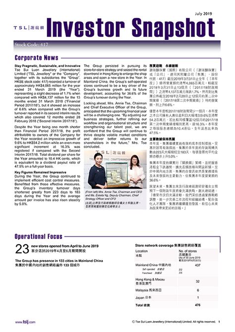 謝瑞麟珠寶國際有限公司 投資者 投資者快訊
