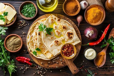 Golden Chapati With Butter And Spices Premium Ai Generated Image