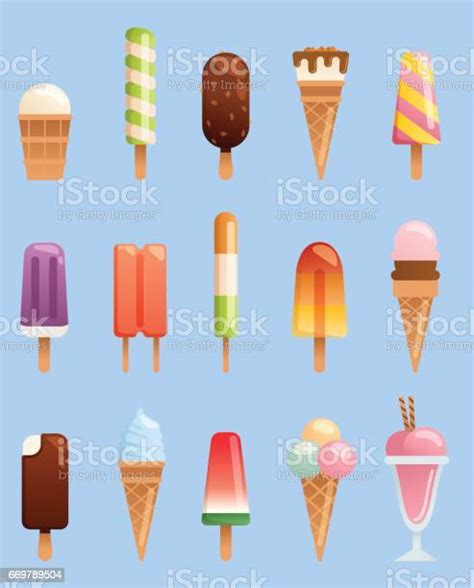 초콜릿 음식 달콤한 차가운 격리 아이콘 간식 콘 맛 있는 과일 사탕 컬렉션 냉동 얼음 만화 다채로운 크림 디저트 벡터 일러스트 레이 션 설정 건강한 식생활에 대한 스톡 벡터
