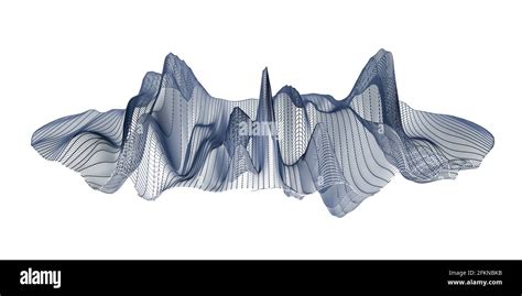 Frequency Sound Waves Or Audio Waves Visualization As Abstract Grid Or Blue Wireframe Mesh