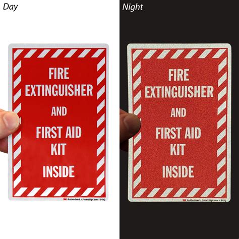 Fire Extinguisher And First Aid Kit Inside Sign