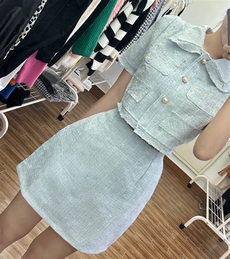 제이쓰 색감존예주문폭주 하객룩 강추 여신룩 블링 진주 카라 파스텔 트위드 투피스 세트 트위드자켓 트위드치마 트위드세트