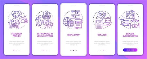 Adapting To Life Abroaddark Theme Onboarding Page Of Mobile App Vector Mobile Form Step Png