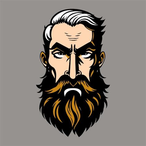 Premium Vector Hipster Male Head With Beard Minimal Illustration
