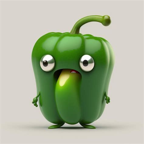 Premium Photo Cute Cartoon Green Bell Pepper Character