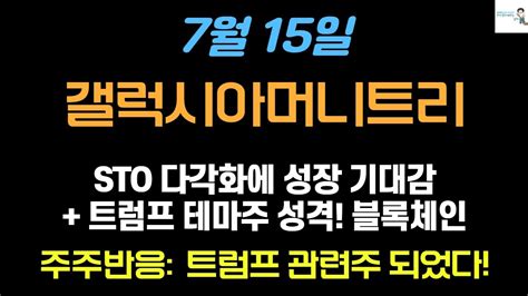 갤럭시아머니트리 주가전망 Sto 다각화에 성장 기대감 업 트럼프 테마주 성격도 갤럭시아머니트리주가전망 갤럭시아머니트리