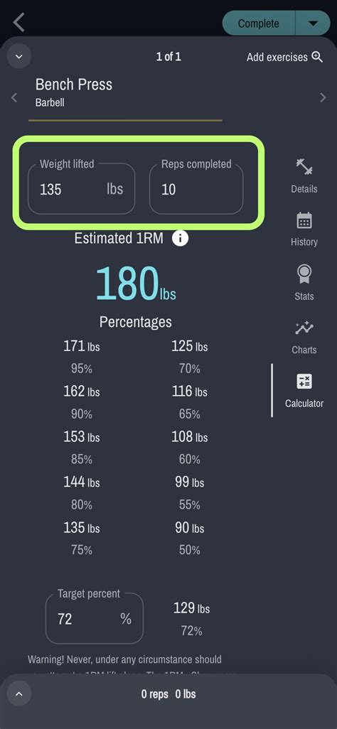 Rep Max Calculator — Ryse