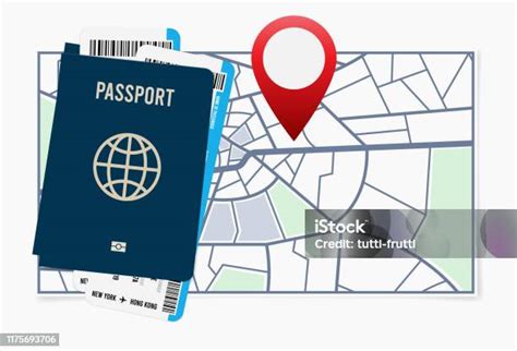 여권 티켓 및 지도 여행 이민 개념 플랫 스타일의 벡터 일러스트레이션 개념에 대한 스톡 벡터 아트 및 기타 이미지 개념 관광 관광객 Istock
