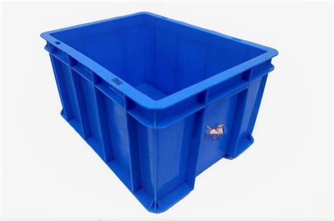 Blue Industrial Plastic Crate Outer Dimension Lxwxh 400x300x270 Mm