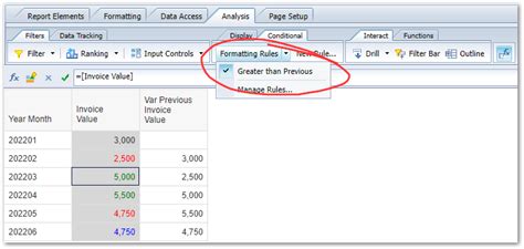 conditional formatting conditional on previous month value building