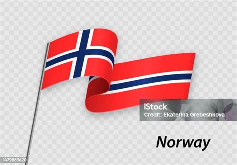 Mengibarkan Bendera Norwegia Di Tiang Bendera Template Untuk Hari