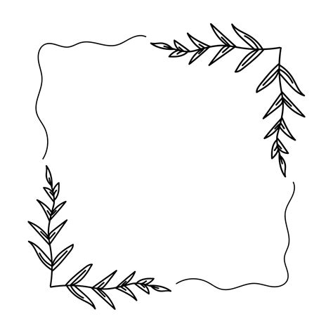Premium Vector Geometric Square Floral Empty Frame With Branches And Flowers Elegant Herbs Or
