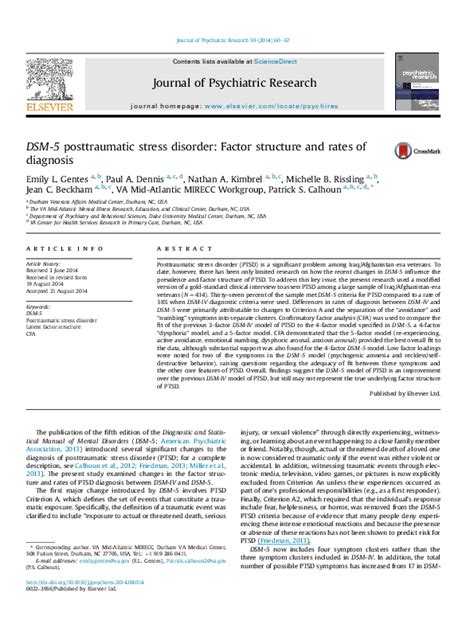 Pdf Dsm 5 Posttraumatic Stress Disorder Factor Structure And Rates