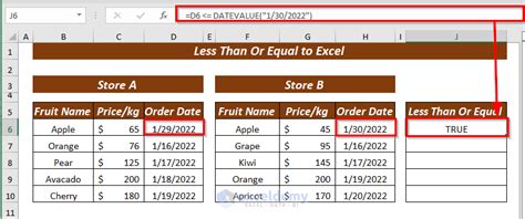 How To Use Less Than Or Equal To Operator In Excel Examples