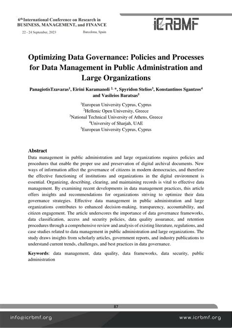 Pdf Optimizing Data Governance Policies And Processes For Data
