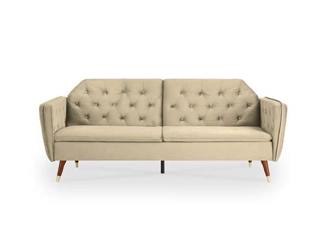 Canapé clic clac convertible places en tissu velours beige ARIANE