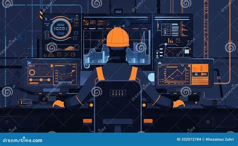 An Engineer Working On Multiple Computer Screens Showing Management